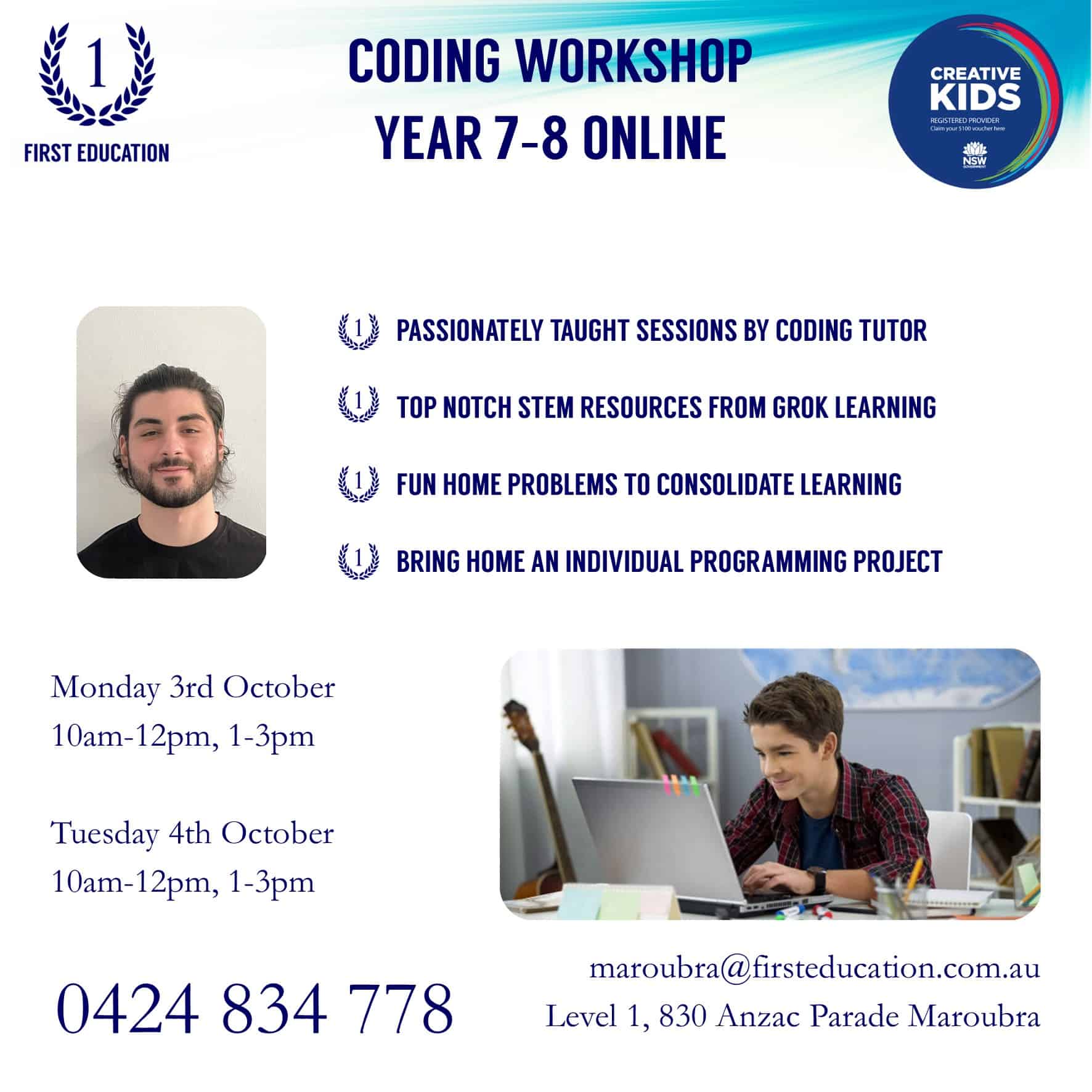 Year 7 and 8 Coding October Workshop | First Education