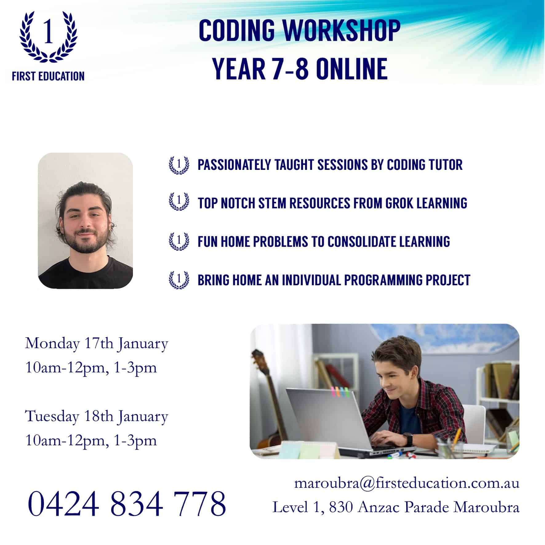 Year 7 and 8 Coding January Workshop | First Education
